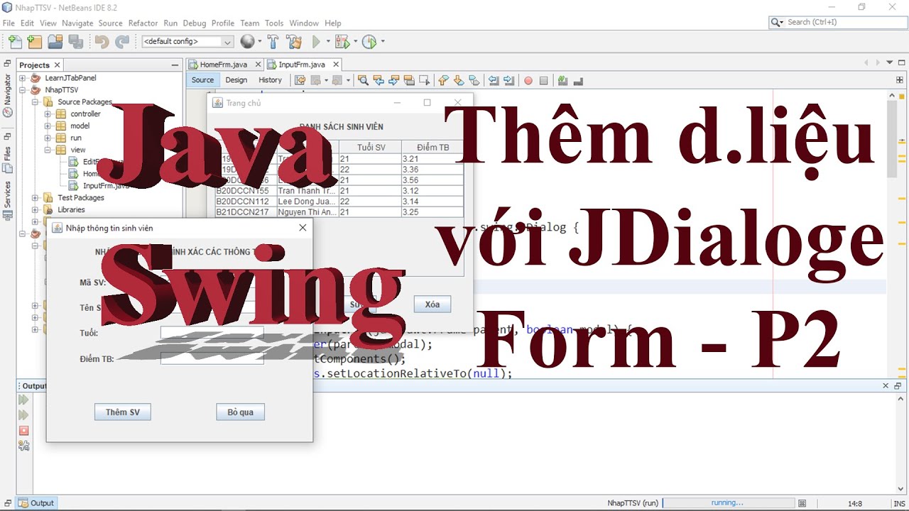 Java Swing Thãªm Dá Liá U Vã O Báº Ng Tá Jdialog Form P2 Youtube
