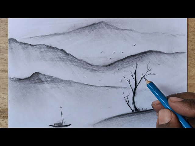 How To Draw A Simple Landscape Easy Pencil Drawing 50 Off
