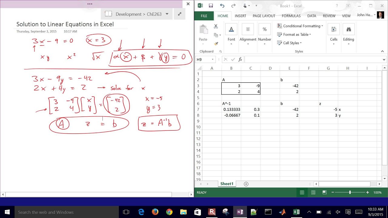 Solve Linear Equations With Excel Youtube