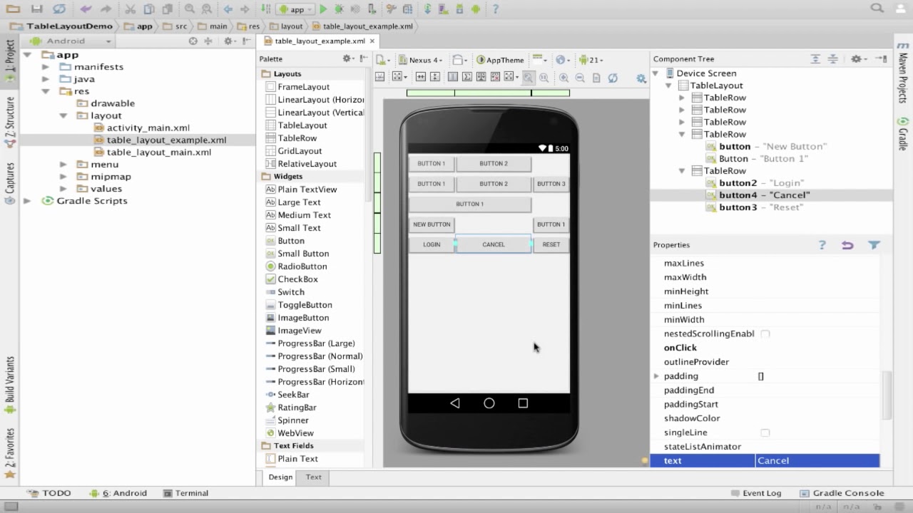 Android Table Layout Youtube