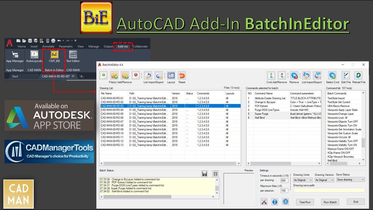 Autocad Plugin Batchineditor Youtube
