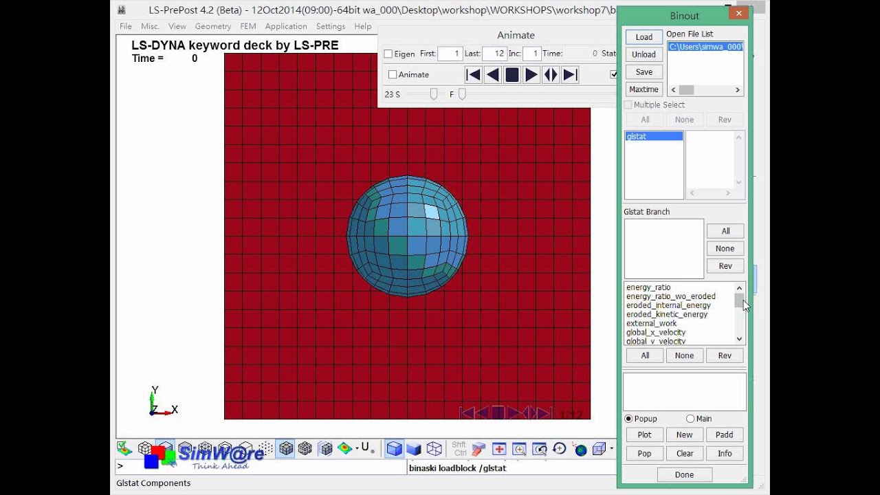 Ls Prepost Workshop07 Plot Binout Data Youtube