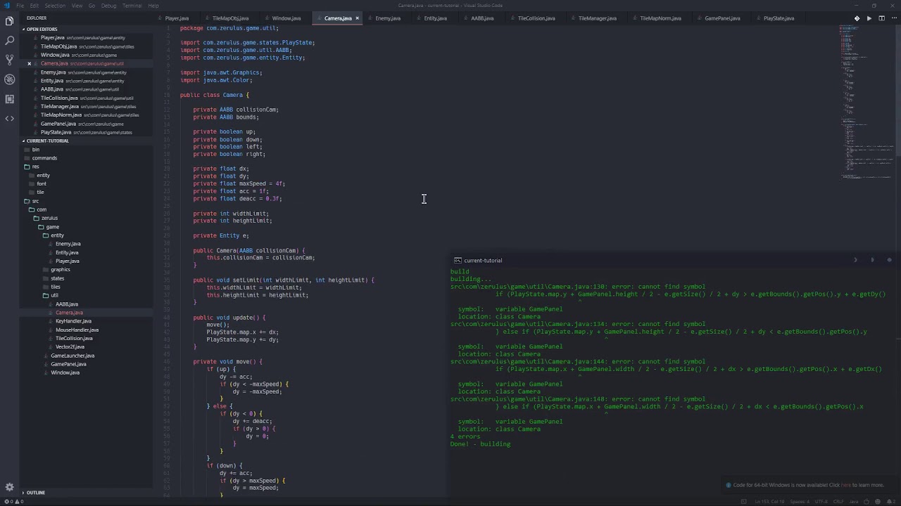 Java 2d Game Programming Episode 25 Camera Movement Youtube