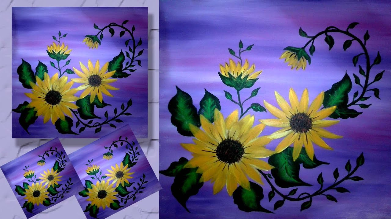 Easy Sunflower Painting For Beginners Using Acrylic Colours Zeeshan