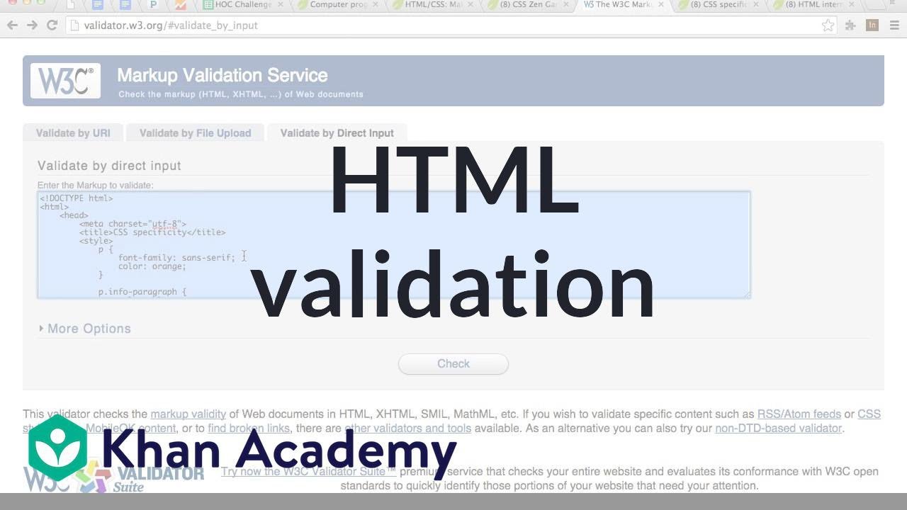 Html Validation Computer Programming Khan Academy Youtube