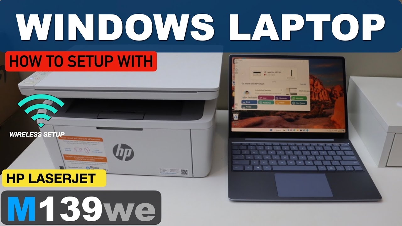 Hp Laserjet M139we Wifi Setup Windows Laptop Youtube