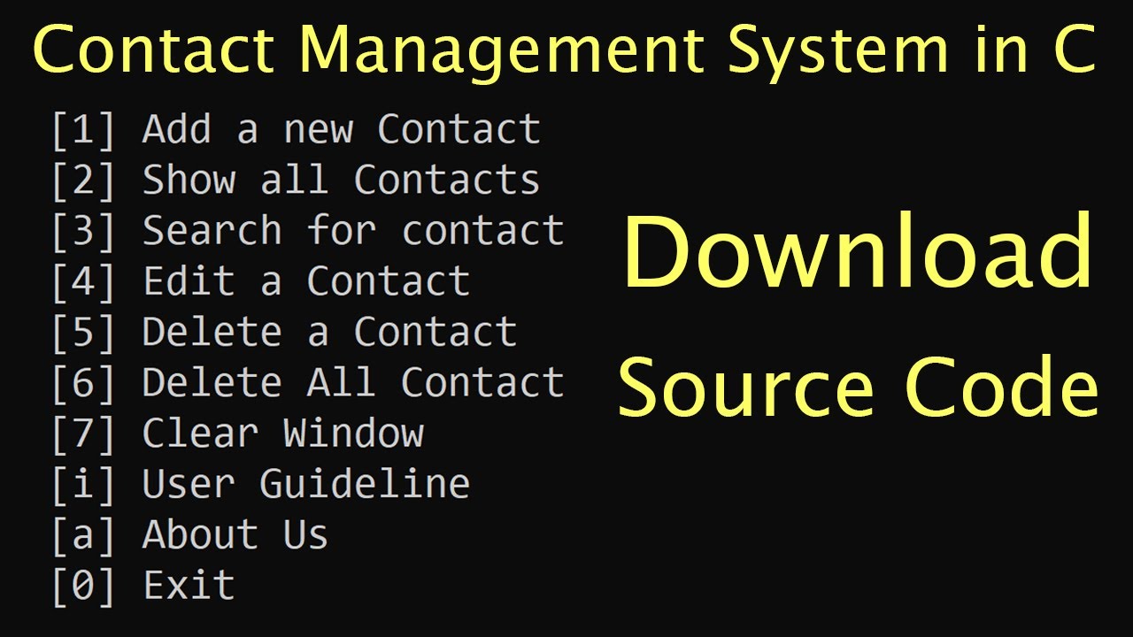 Contact Management System Project In C Programming Language With Source