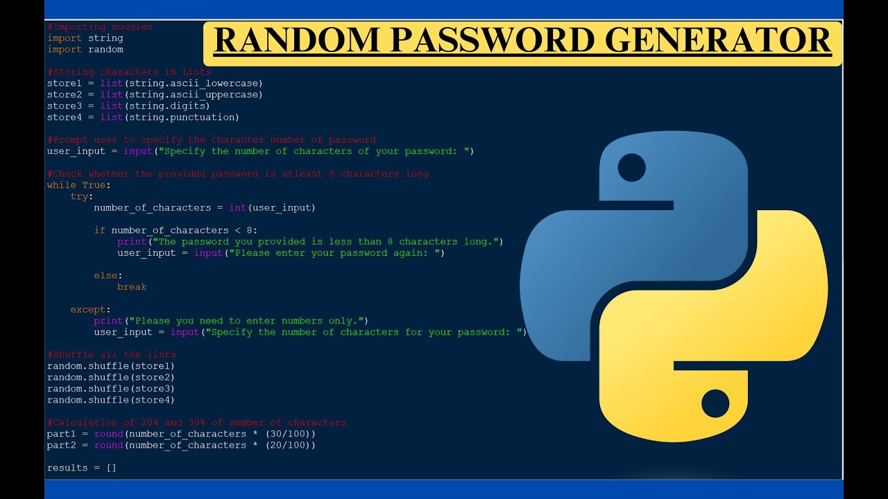 How To Create A Random Password Generator Using Python Youtube