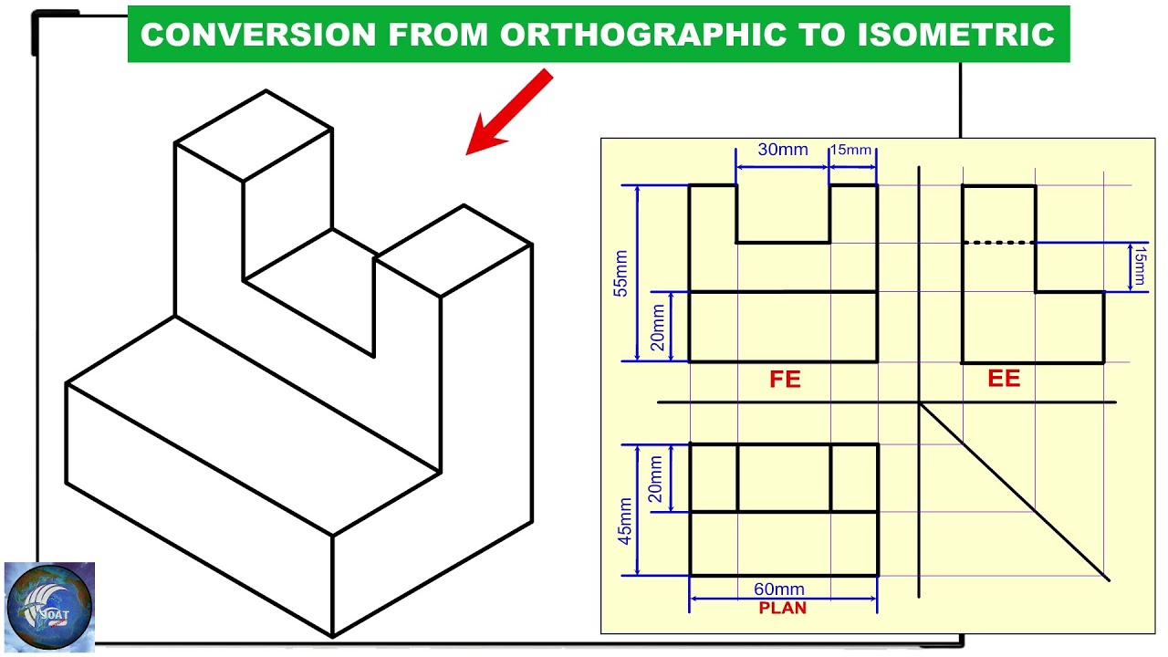 Orthographic To Isometric Drawing Examples Isometric View