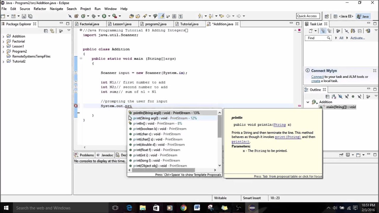 Java Programming Tutorial 3 Adding Integers