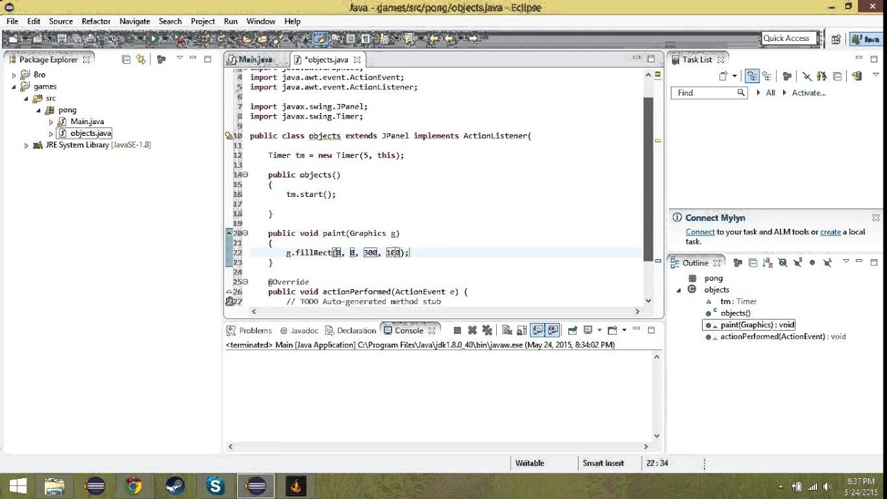 Single Player Pong Java Tutorial Youtube