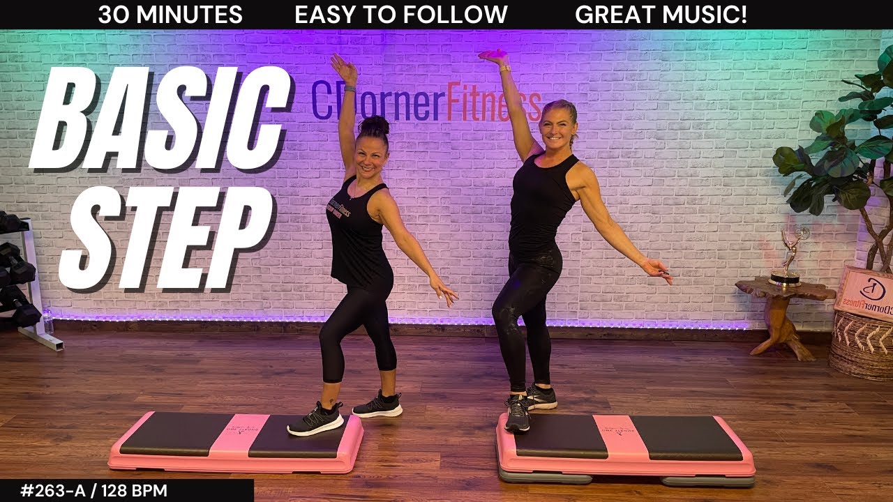 30 Min Simple Basic Step Aerobics Workout 128 Bpm Great Music Youtube