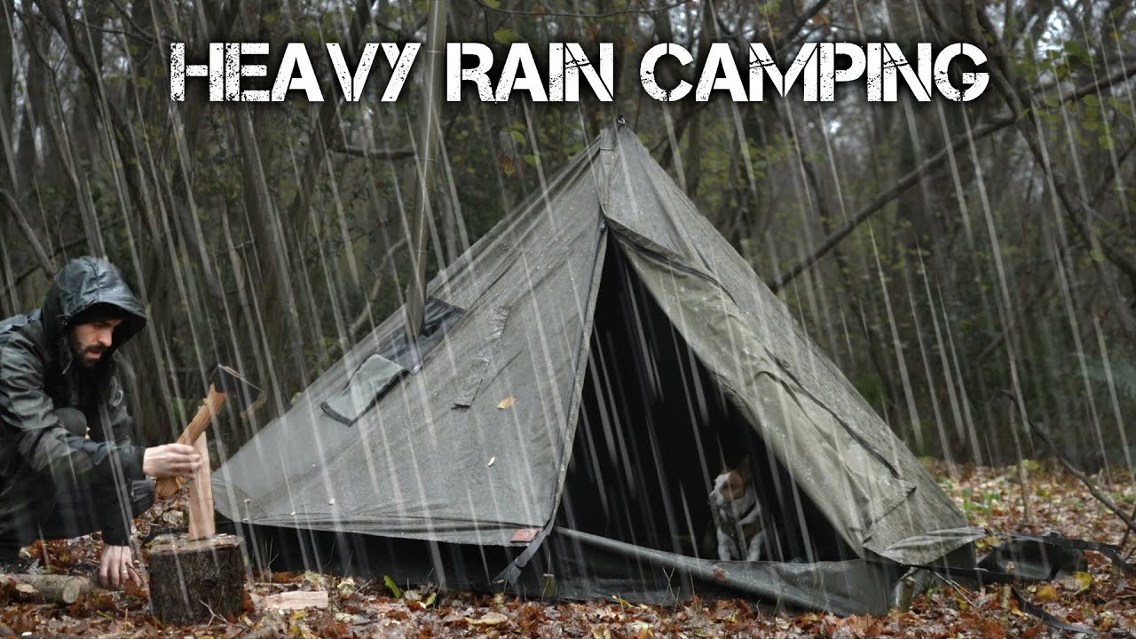 Heavy Rain Camping In The Forest Youtube