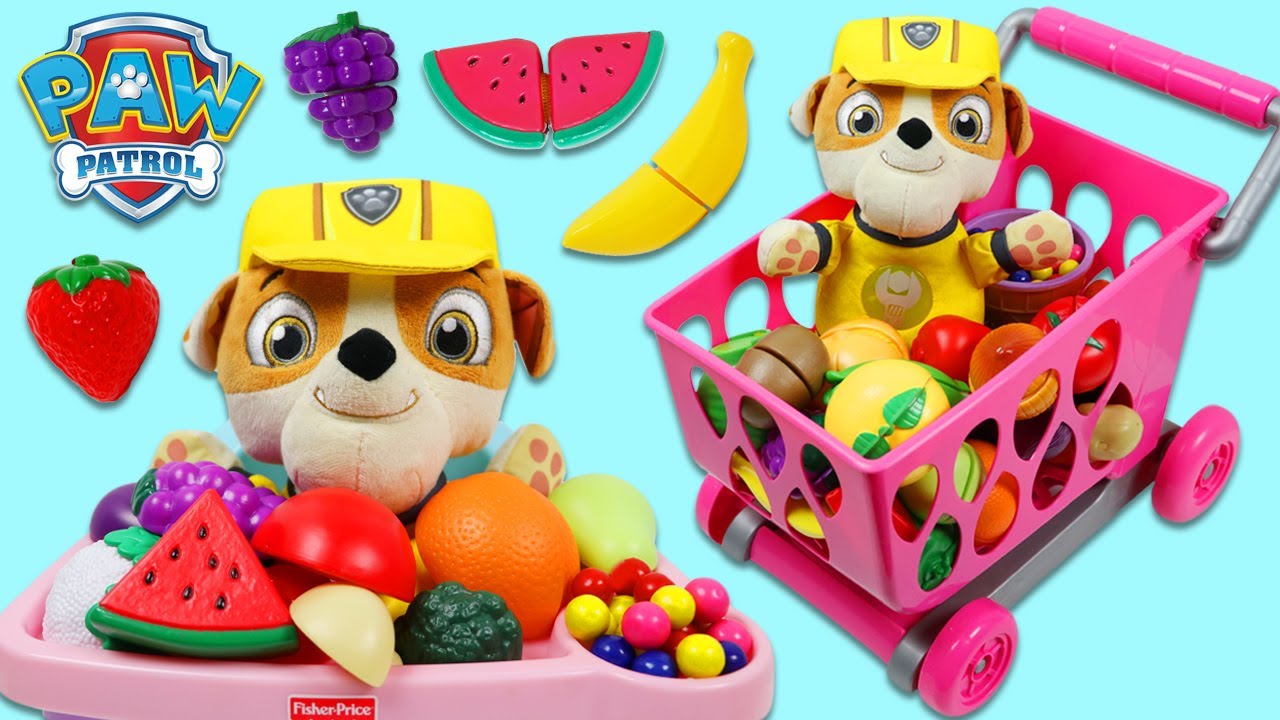 Paw Patrol Baby Rubble Shops For Toy Velcro Cutting Fruit Vegetables