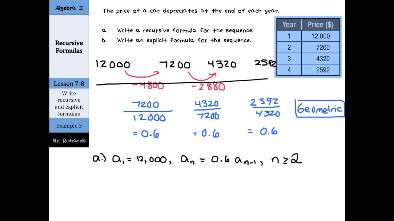 Recursive Formulas Youtube