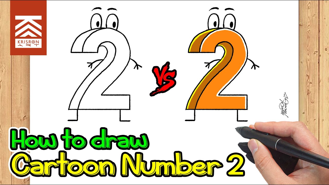 How To Draw Cartoon Number 2 Easy Step By Step Digital Art Youtube