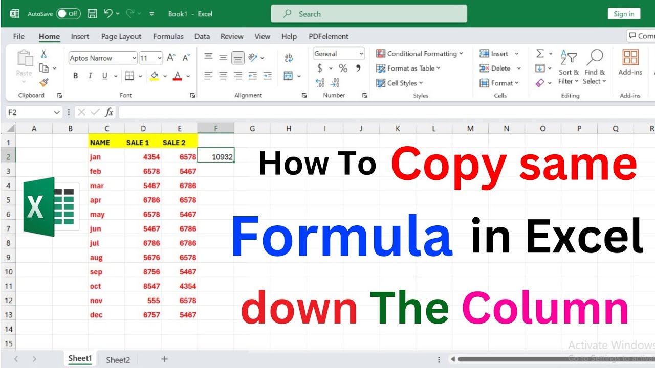 How To Copy Same Formula In Excel Down The Column In Excel How To