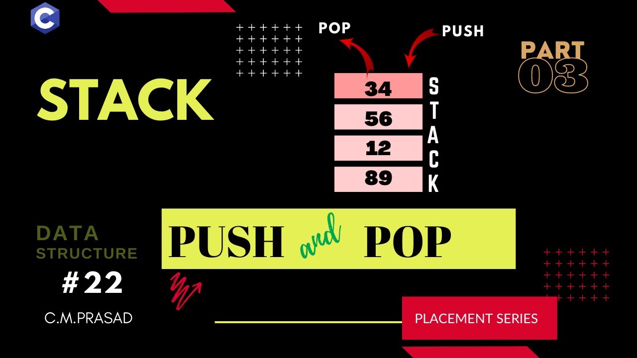 22 Push And Pop Operation In Stack Algorithm C Program Youtube