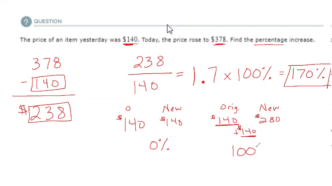 Finding The Percentage Increase Or Decrease Basic Aleks Youtube