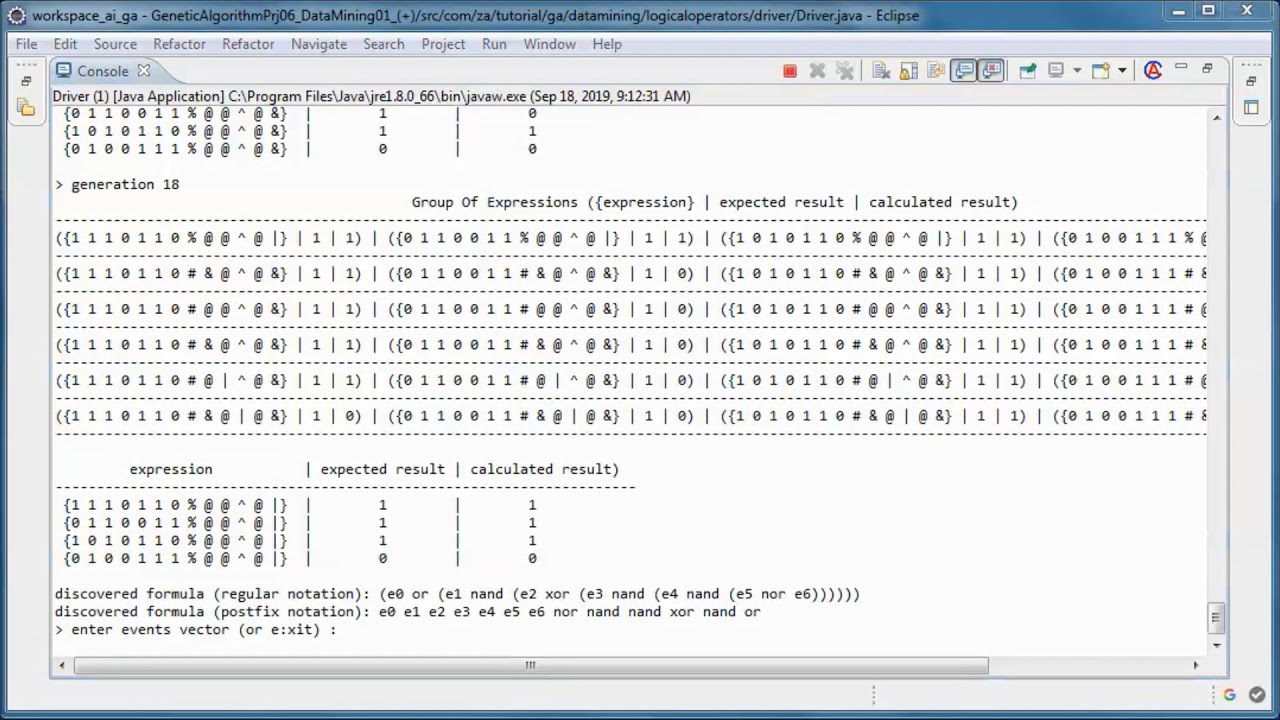 Genetic Algorithms 06 Data Mining W Logical Operators 02 Java