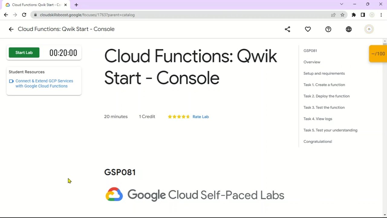 Cloud Functions Qwik Start Console Youtube