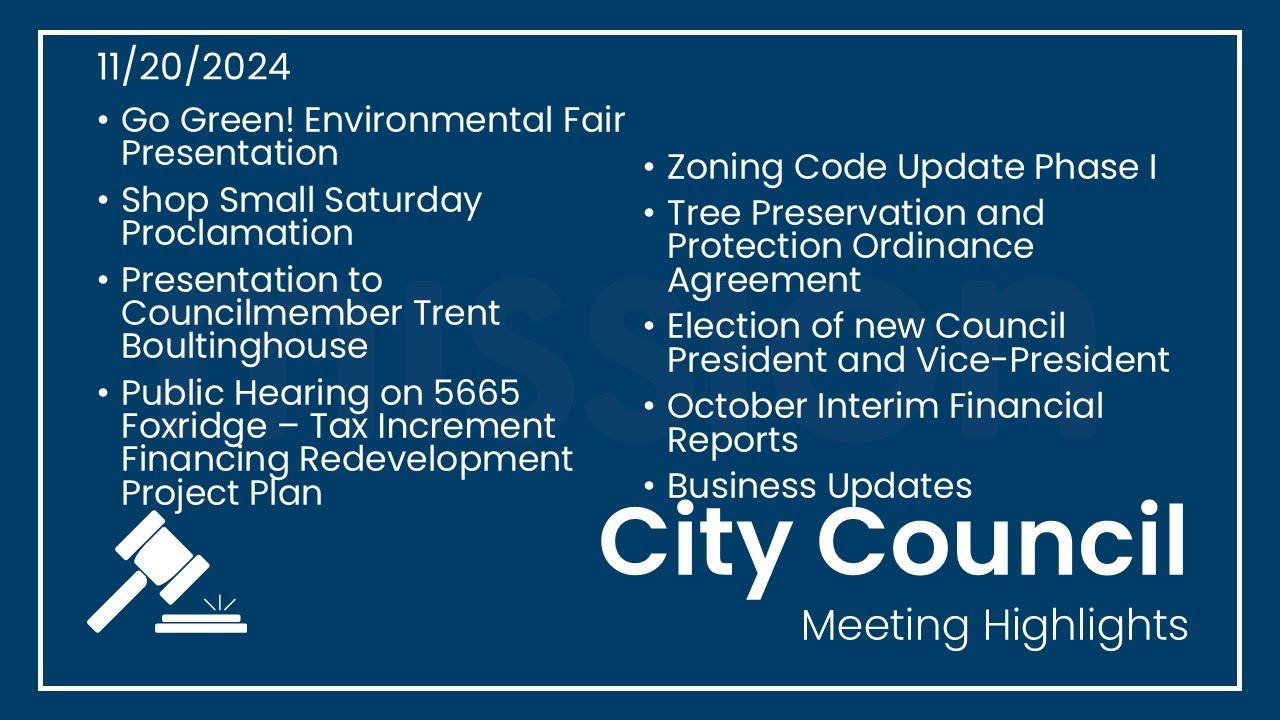 November 2024 City Council Meeting Youtube