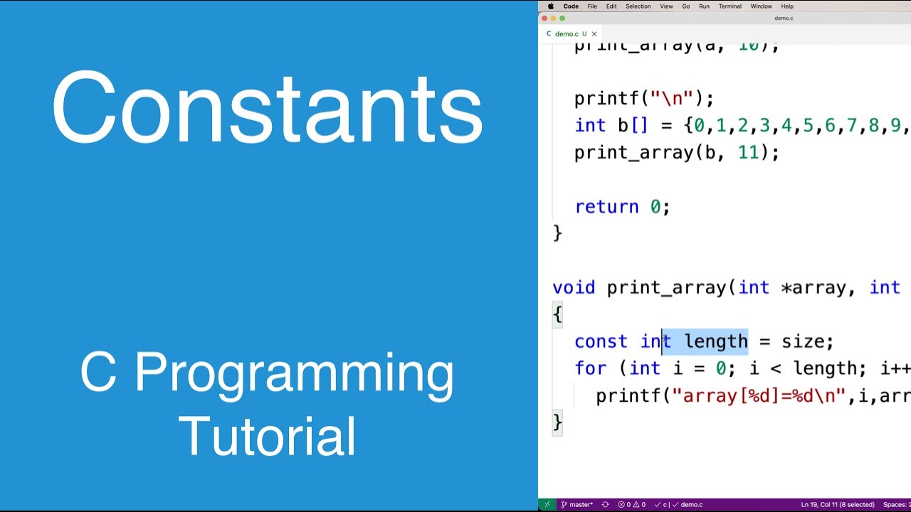 Constants C Programming Tutorial Youtube
