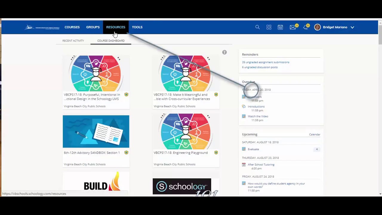 Vbcps Schoology 101 Using Resources In Your Course Youtube