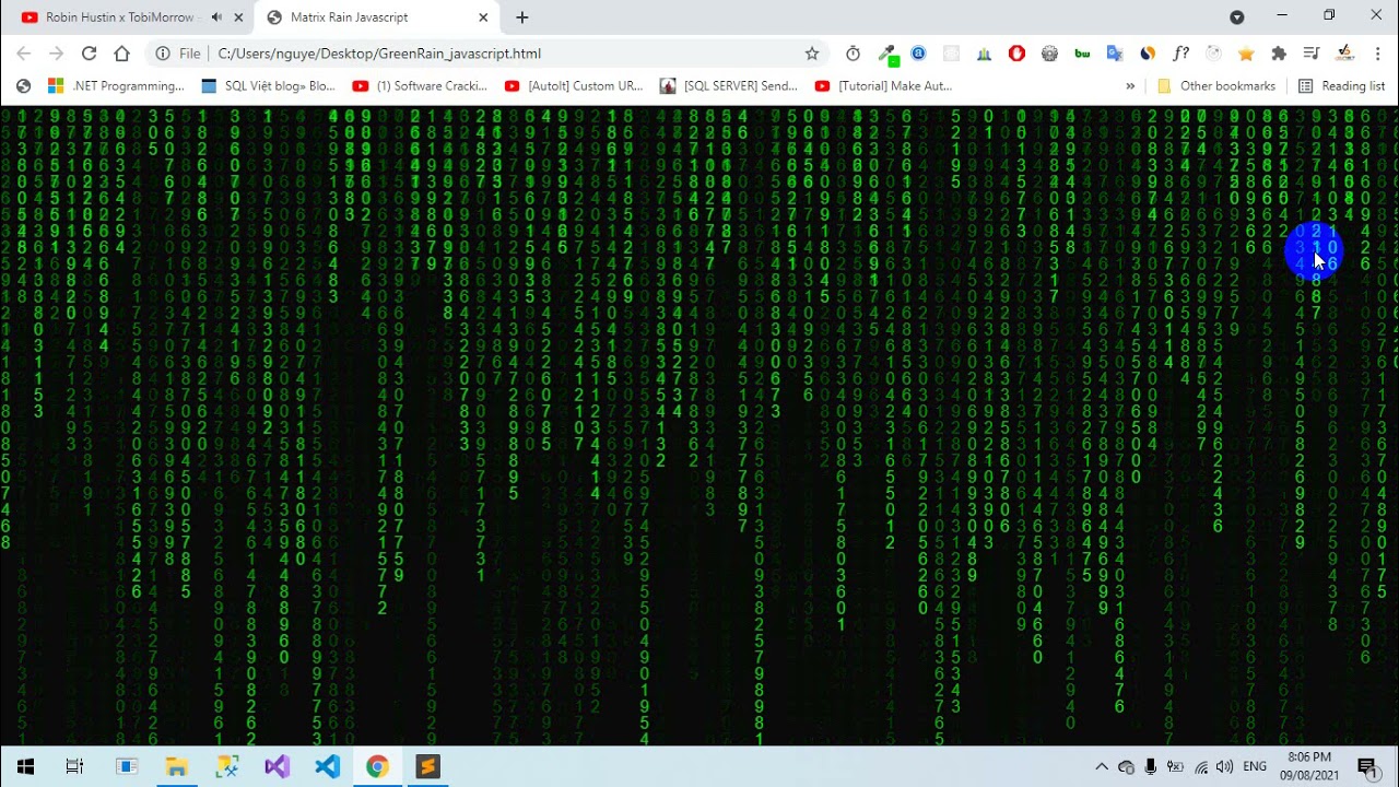 Javascript Matrix Rain Source Code Youtube