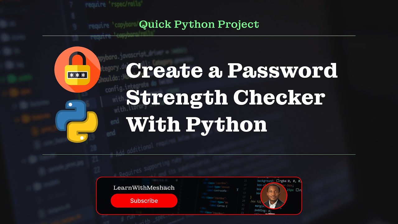 Password Strength Checker With Python Quick Python Project Youtube