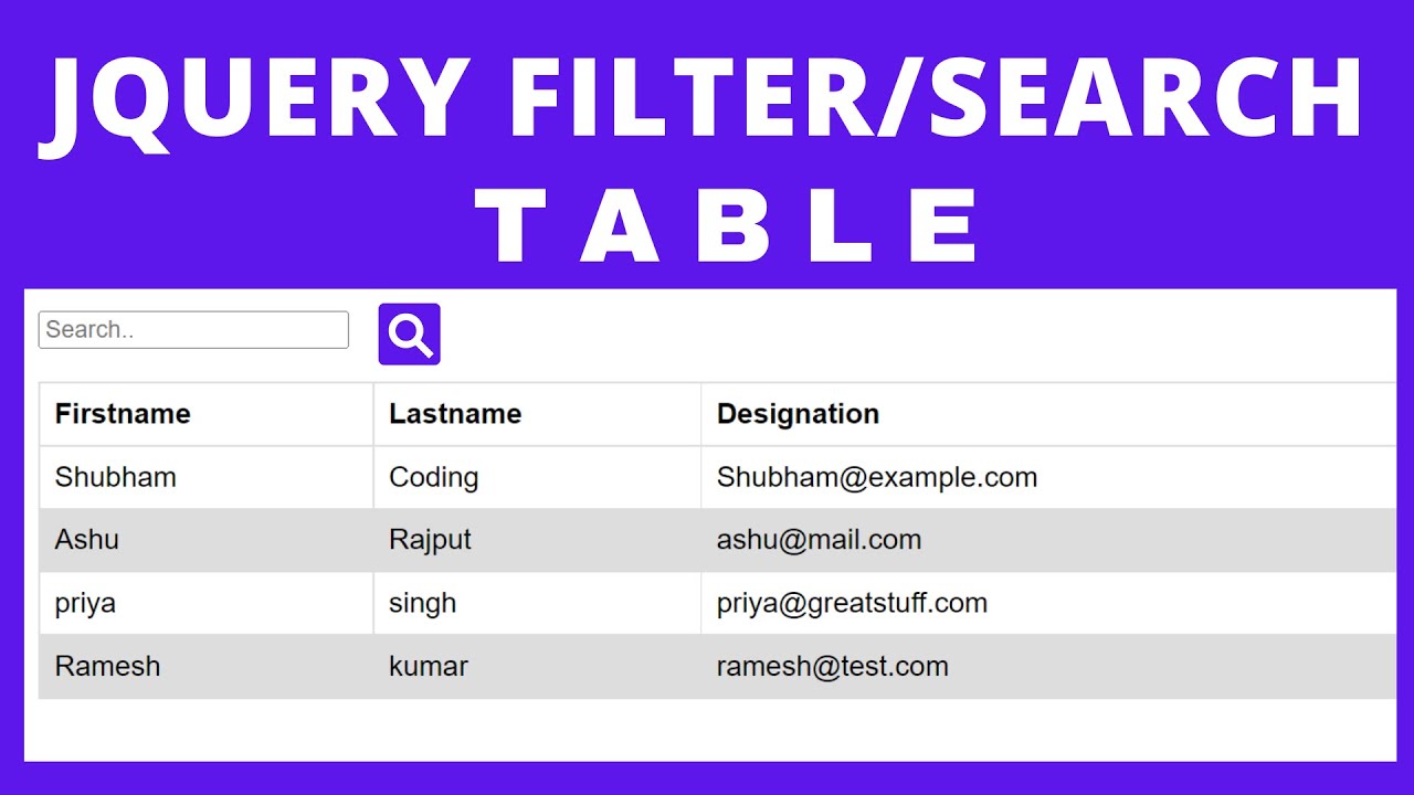 Table Filter Css Html At Olivia Quinn Blog