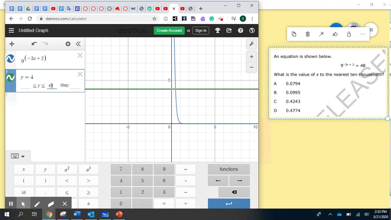 Dr P Solving Exponential Equations Desmos Math 3 Eoc 19 Dok 2 Youtube