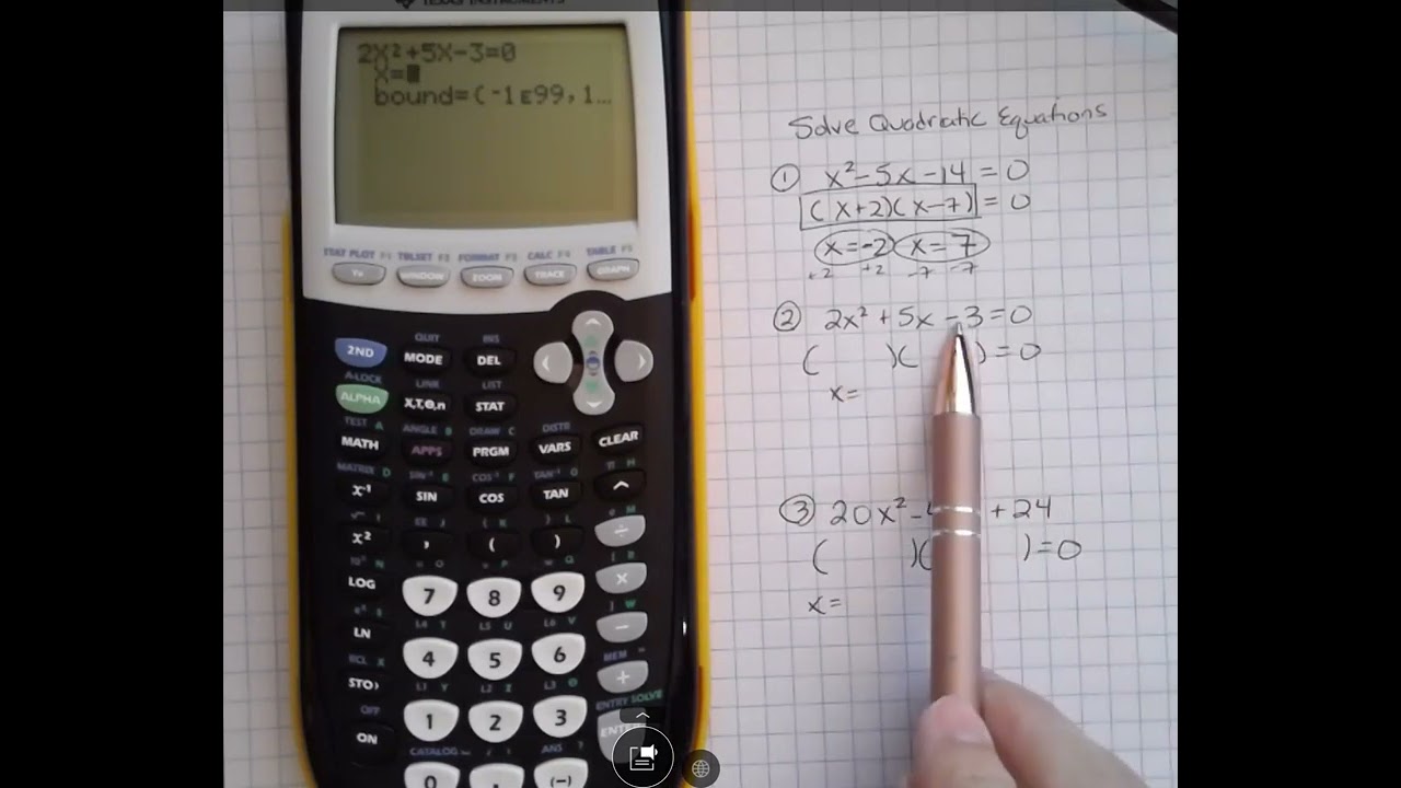 Ti 84 Plus Solve Quadratic Equations Youtube