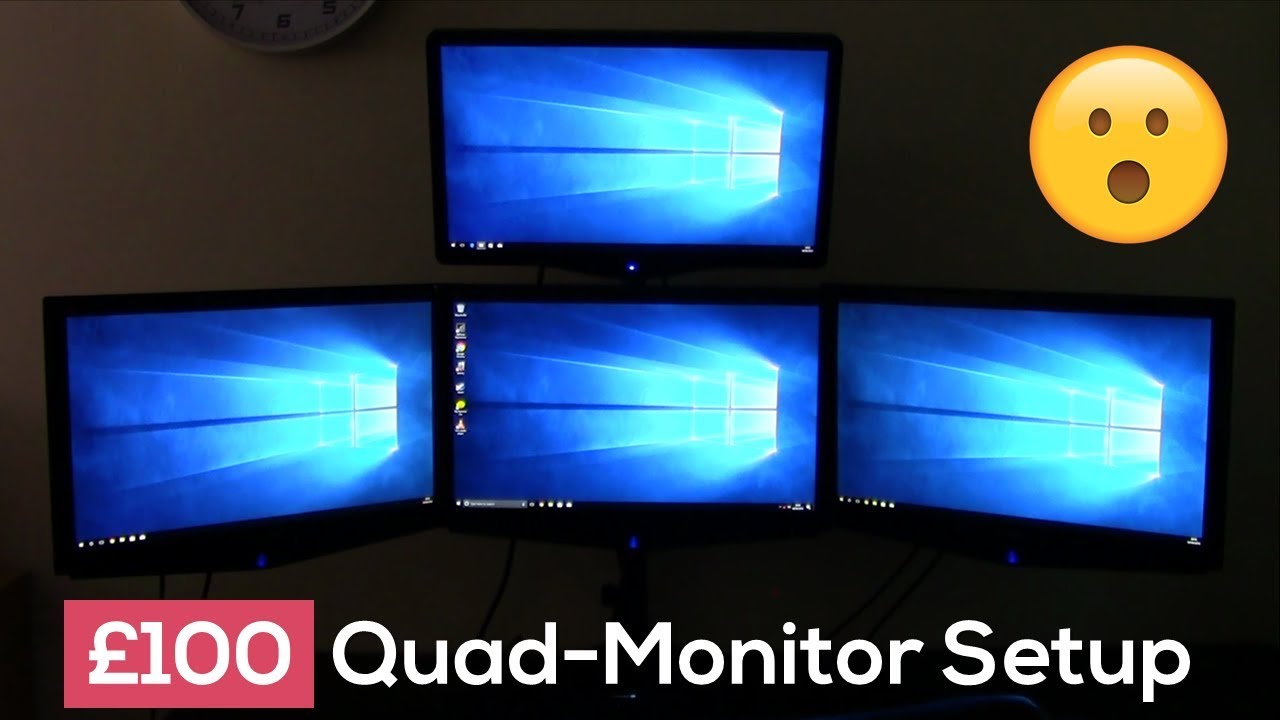 Incredible Quad Monitor Setup For 100 130 Youtube