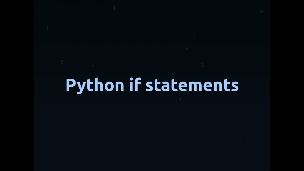 If Statements In Python Youtube