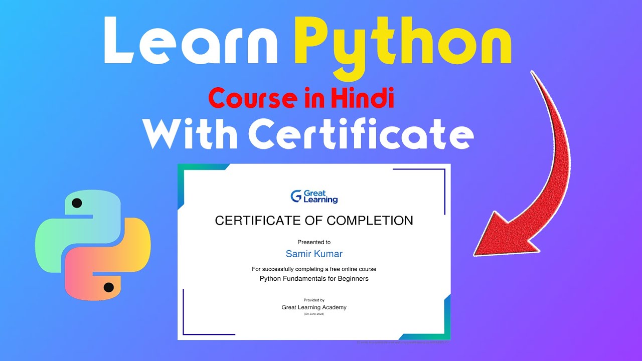 Free Python Course With Certificate Tech Contribute Youtube