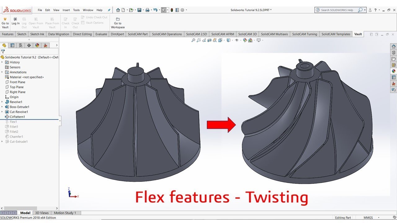 Solidworks Tutorial 9 3d Tuabin Use Flex Twisting Youtube