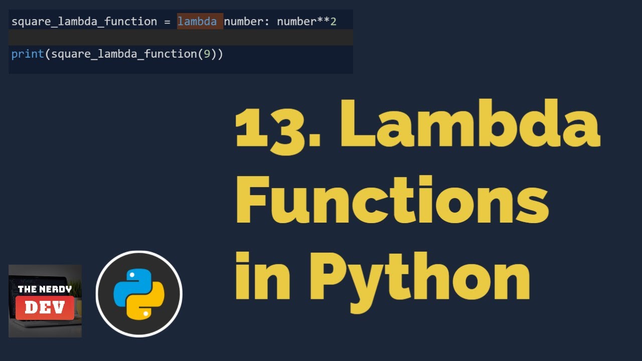 Lambda Functions In Python Python Tutorials For Beginners Youtube