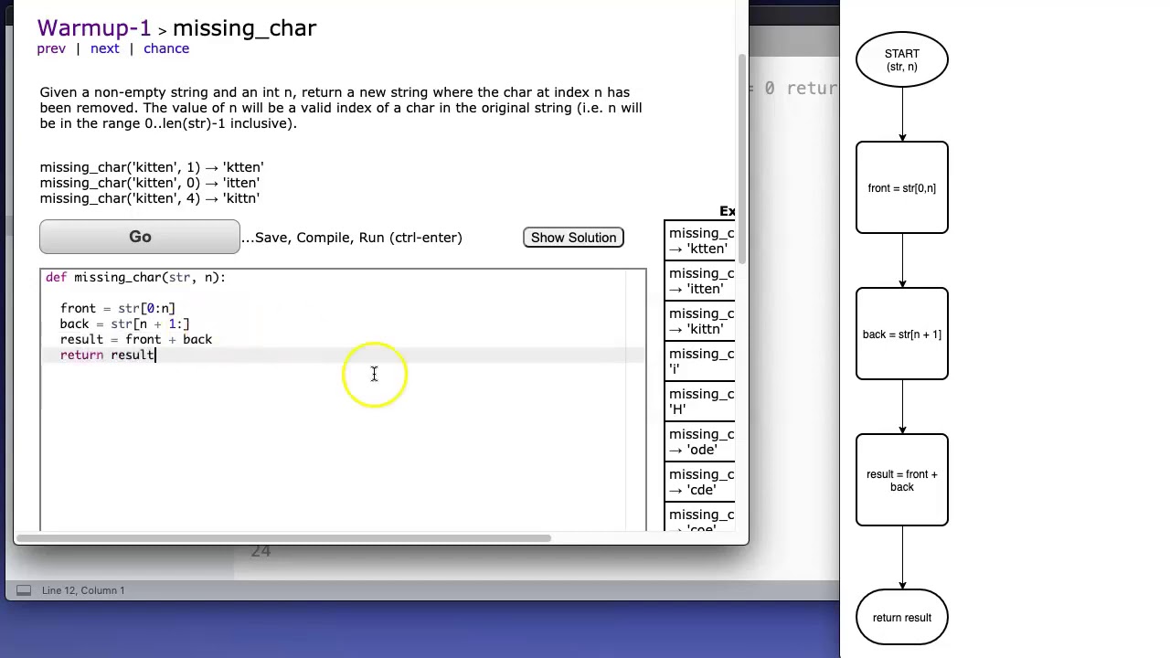 Tools Creation Missing Char Python Codingbat Youtube