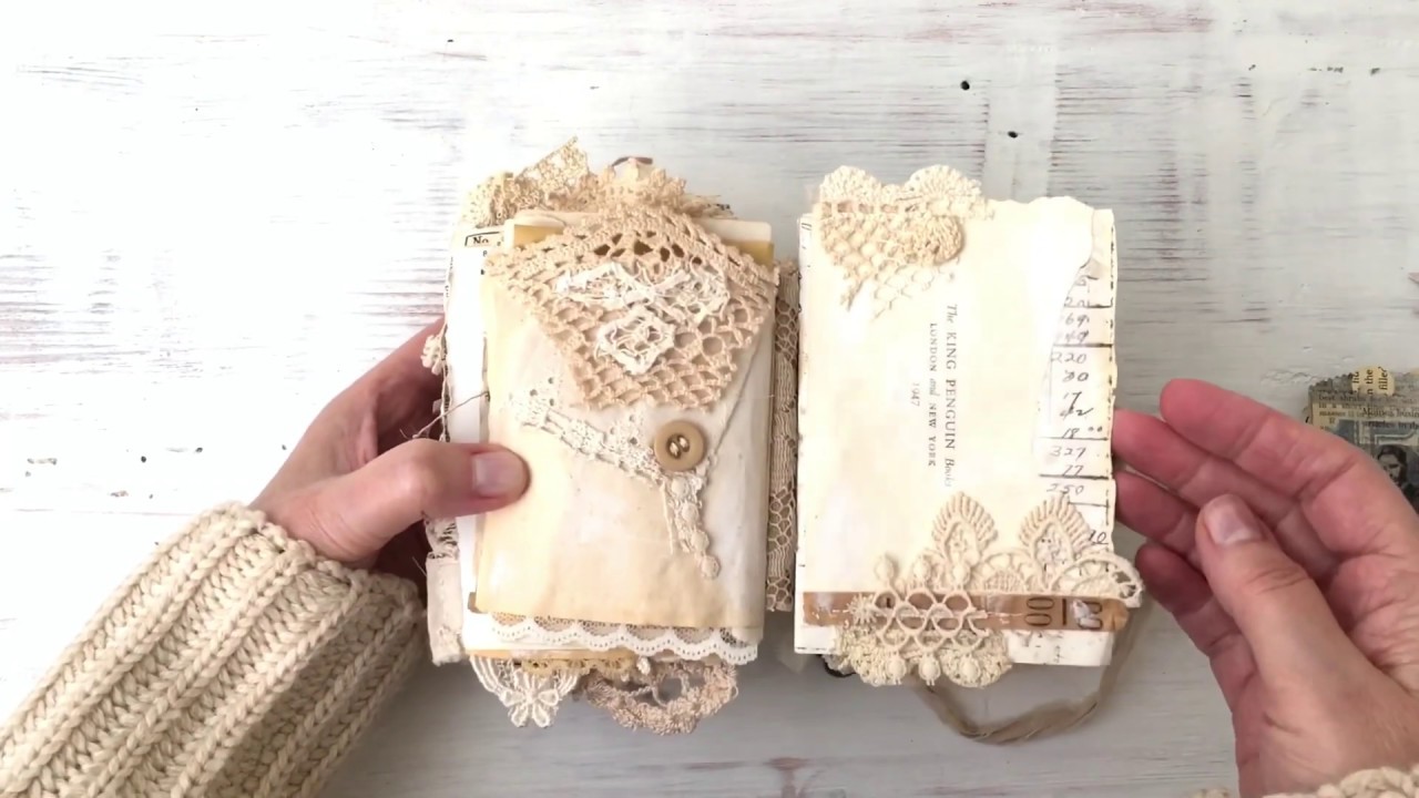 Handmade Junk Journal Filled With Vintage Fabrics Laces And Ephemera