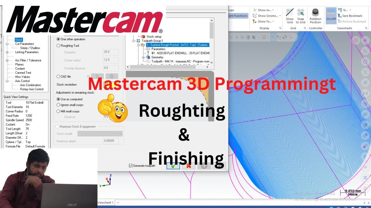 Mastercam 3d Programming Roughting Finishing Toolpath Bangla Youtube