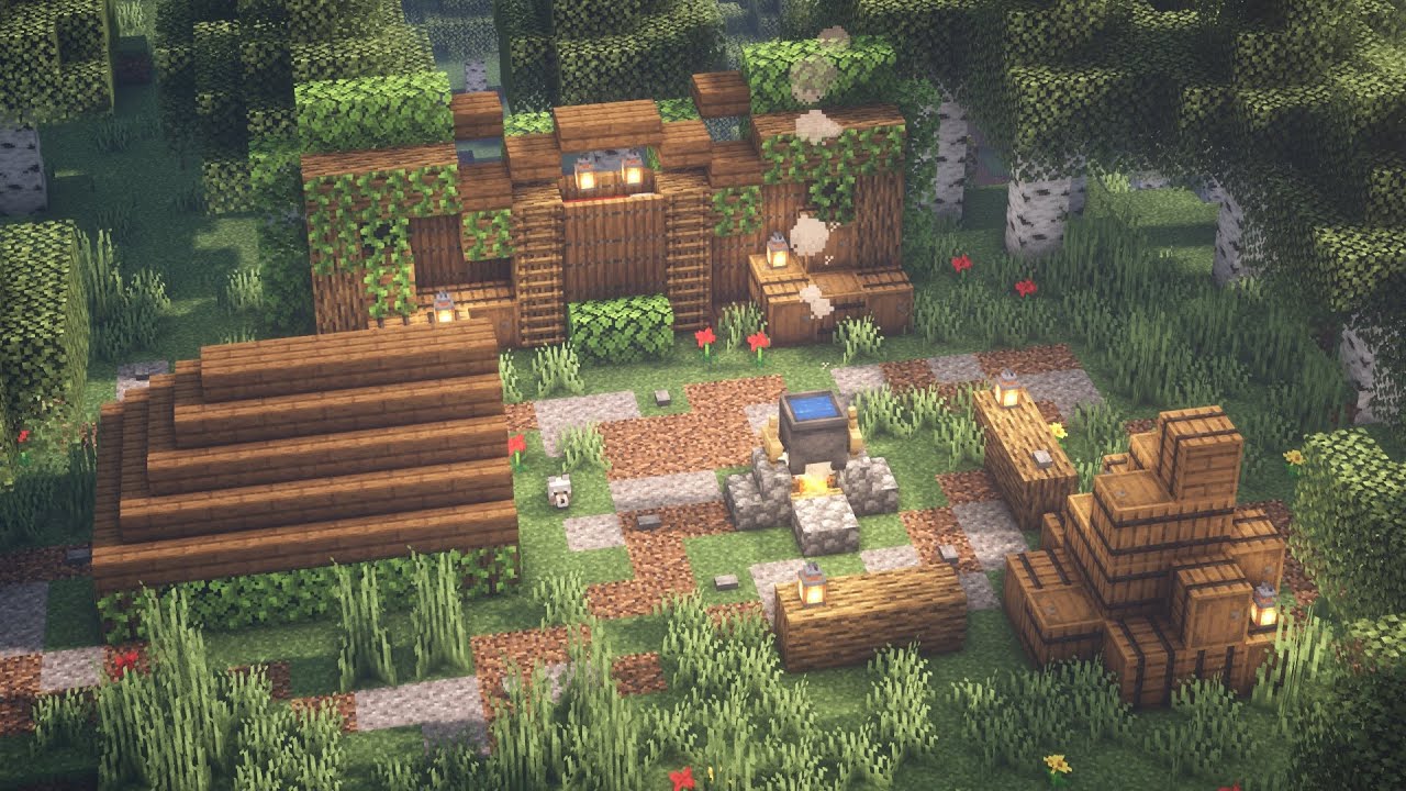 Minecraft Campsite Building Idea How To Build A Campsite Tutorial