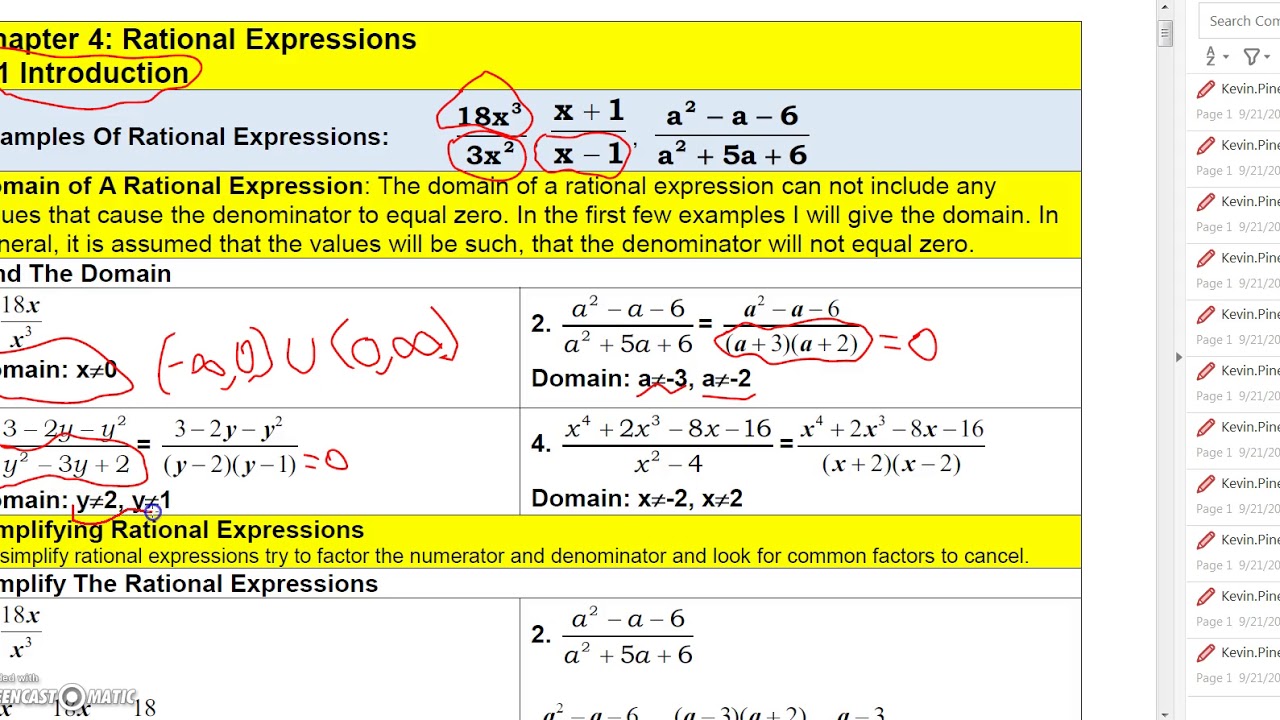 4 1 Intro To Rational Expressions Youtube