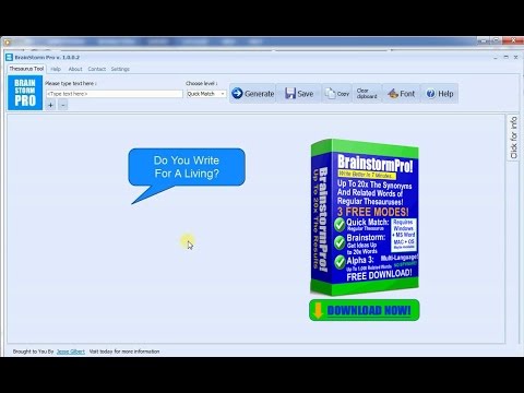 Brainstorm Pro Free Thesaurus Software A Short Tutorial Youtube