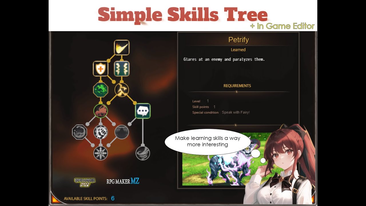 Skills Tree System For Rpg Maker Mz And Mv With Editor Youtube