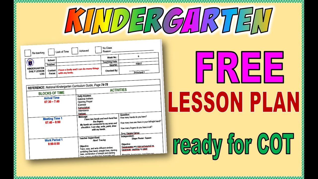 Cot Lesson Plan For Kindergarten Quarter 1 At William Gainey Blog