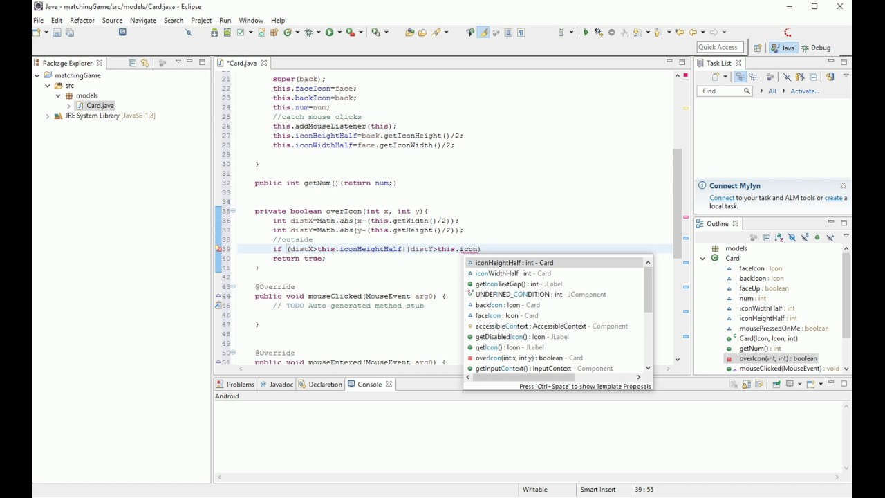Matching Game In Java Part 1 4 Card Class Youtube