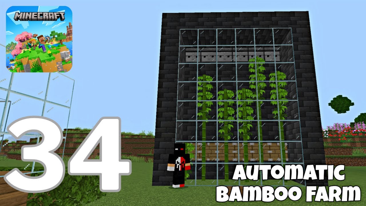 Minecraft Survival Series Automatic Bamboo Farm Tutorial Minecraft