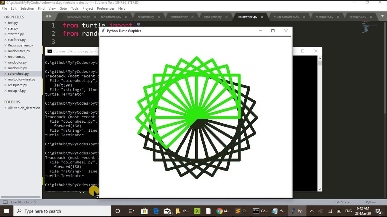 Python Turtle Graphics Random Color Selection Youtube