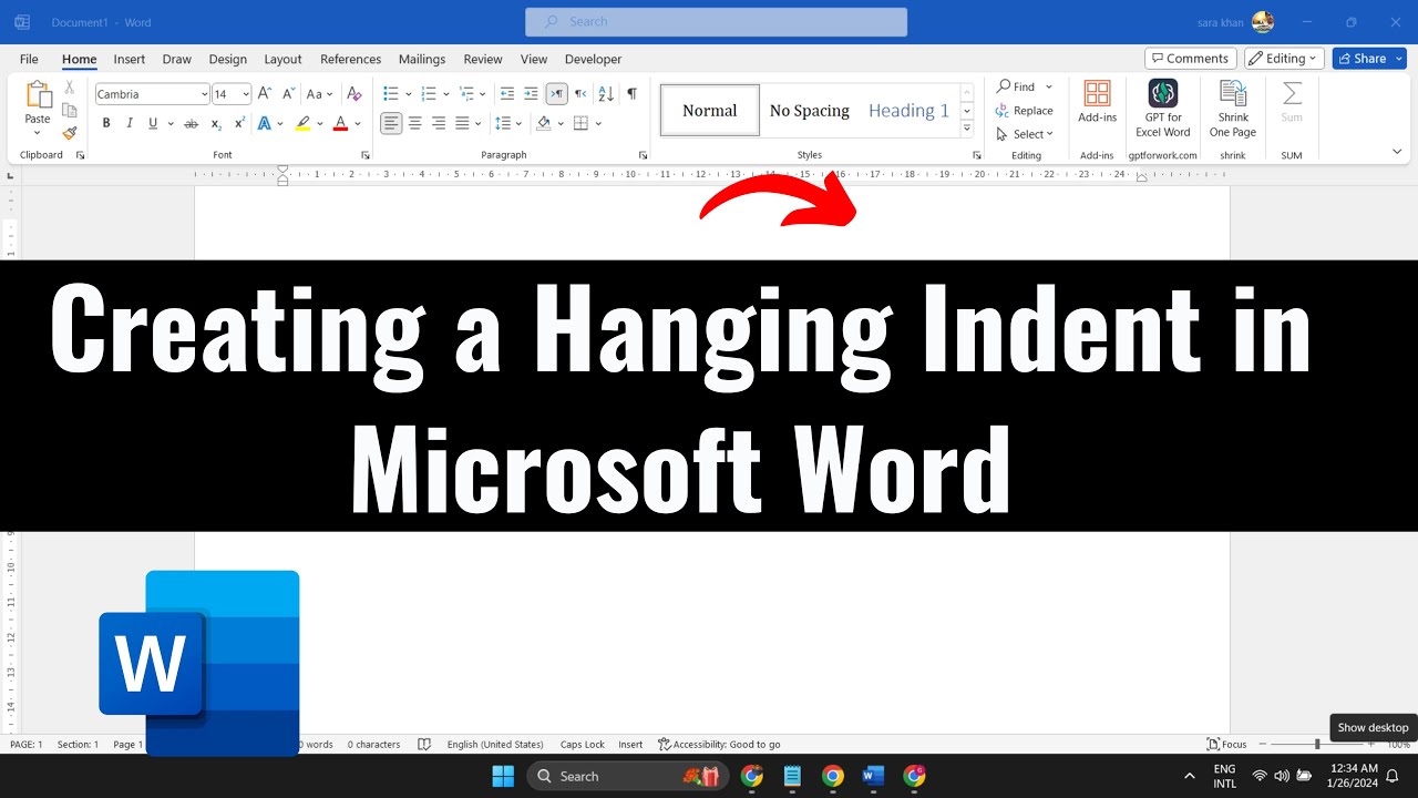 Creating A Hanging Indent In Microsoft Word Youtube